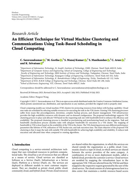 Pdf An Efficient Technique For Virtual Machine Clustering And