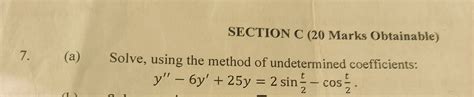 solved section c 20 marks obtainable 7 a solve using the method