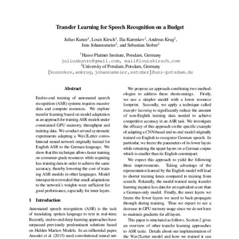 Transfer Learning For Speech Recognition On A Budget Acl Anthology