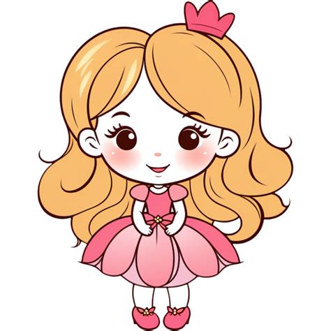 Cute Princess Cartoon With Flower Ai Generative 32752214 Png