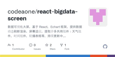 GitHub codeaone react bigdata screen 数据可视化大屏基于 ReactEchart 框架提供数据动态刷新渲染屏幕适应提取许多共用组件天气组件