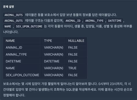 [프로그래머스] [sql] 입양 시각 구하기 2