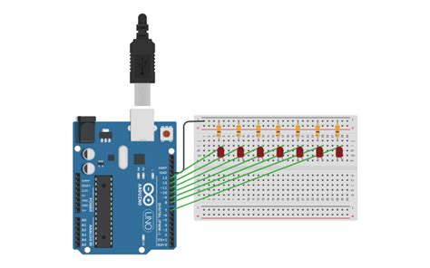 Circuit Design 7 Flashing Leds Tinkercad