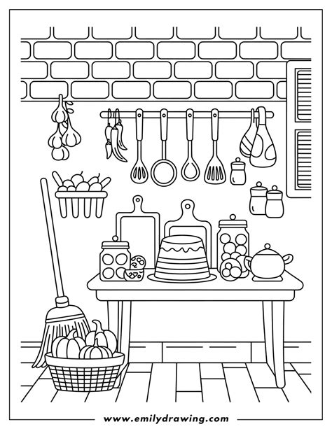 Kitchen Coloring Page Emily Drawing