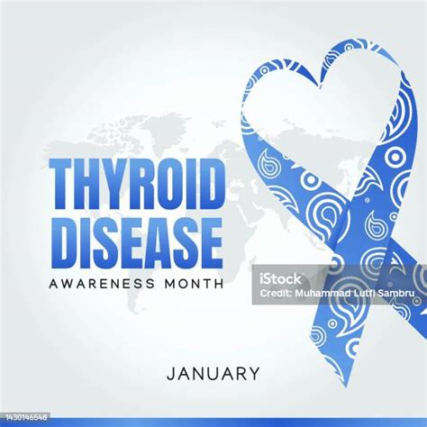 갑상선 질환 인식 달 벡터 일러스트레이션 인사말 카드 포스터 및 배너에 적합 교육에 대한 스톡 벡터 아트 및 기타 이미지