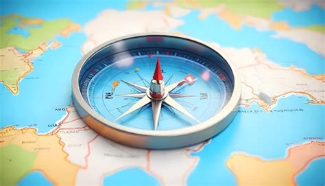 Global Navigation Exploration And Mapping Adventure With Magnetic Compass Premium Ai Generated