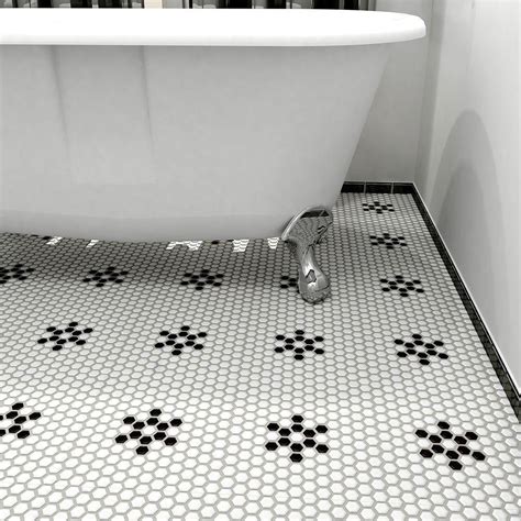 Victorian Hex Matte White Snowflake Porcelain Mosaic Tile Set Of 10