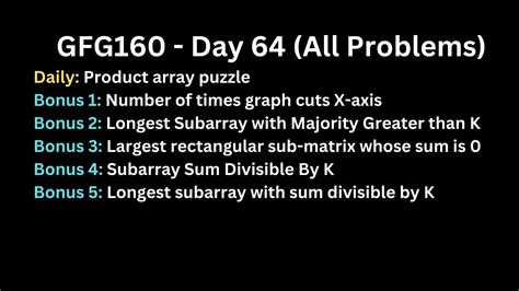 Day 64 Product Array Puzzle All Problems Youtube