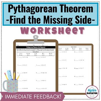 Pythagorean Theorem Find The Missing Side Matching Worksheet TPT