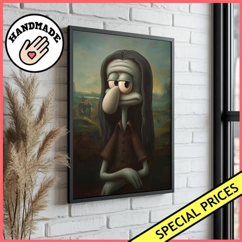 Squidward Wall Art Print Mona Lisa Parody Da Vinci Funny Spongebob