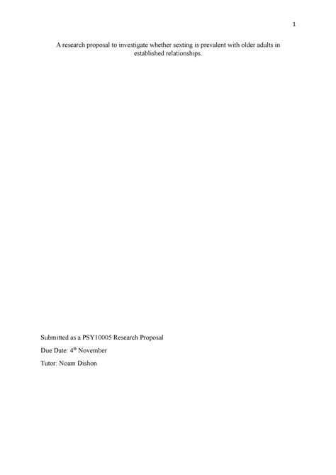 PSY10005 Research Proposal A Research Proposal To Investigate Whether Sexting Is Prevalent