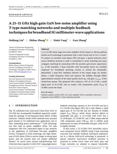 A GHz Highgain GaN Lownoise Amplifier Using Ttype Matching Networks And Multiple