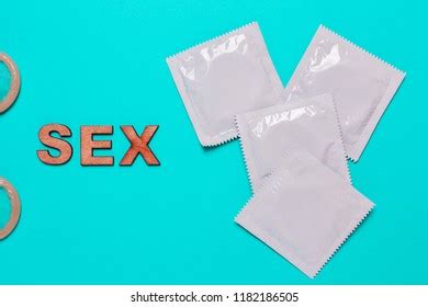 Condom Word Sex On Blue Background Stock Photo 1210573090 Shutterstock