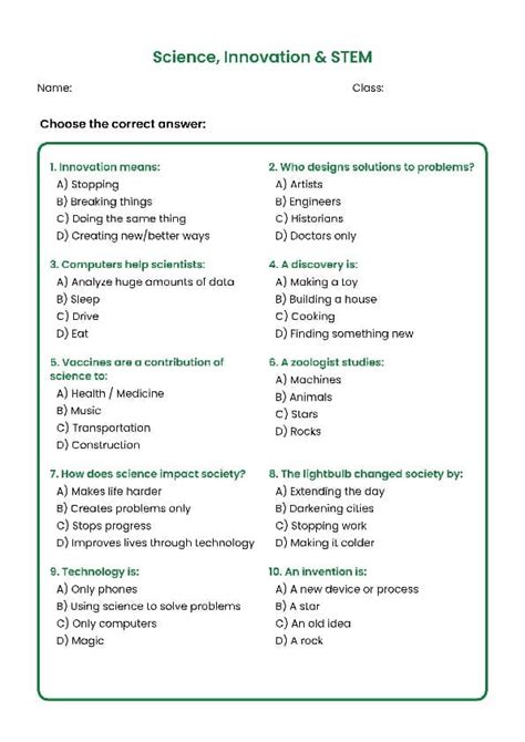 Science And Stem Careers Science Teks 54a Worksheet Mcqs Blanks