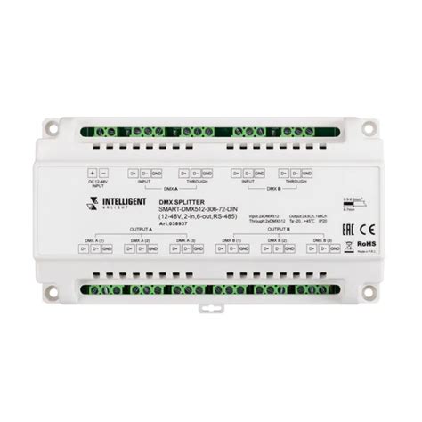 Intelligent Arlight Сплиттер Smart Dmx512 306 72 Din 12 48v 2 In 6 Out Rs 485 Iarl Ip20