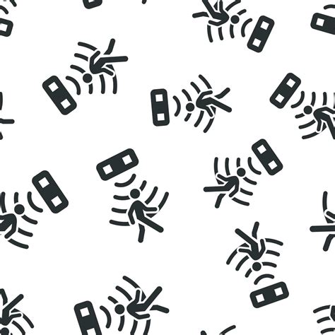 Motion Sensor Icon Seamless Pattern Background Sensor Waves With Man Vector Illustration