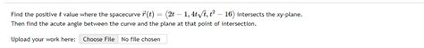Solved Find The Positive T Value Where The Spacecurve F T