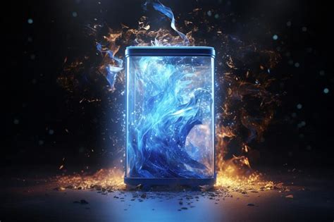 Premium Photo Recycling Bin Surrounded By Swirling Particles