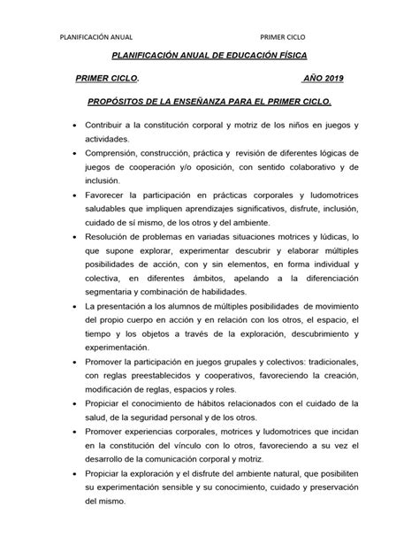 PlanificaciÓn Anual Primer Ciclo Escuela Pdf Inclusión Educación