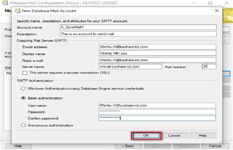 Hoc lap trinh Send mail trong SQL Server Database cấu hình gửi mail