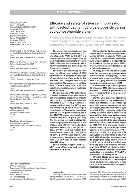 Pdf Efficacy And Safety Of Stem Cell Mobilization With
