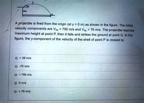 solved a projectile is fired from the origin at y 0 m as shown in the figure the initial