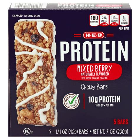 Heb Barras Proteina Mixed Berries 5pz 200 G H E B México