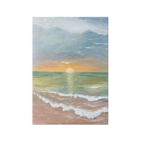海上日出肌理画diy材料石英砂丙烯手绘油画客厅大尺寸装饰画挂画 虎窝淘