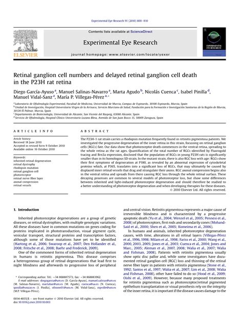 Retinal Ganglion Cell Numbers And Delayed Retinal Ganglion Cell Death In The P23h Rat Retina
