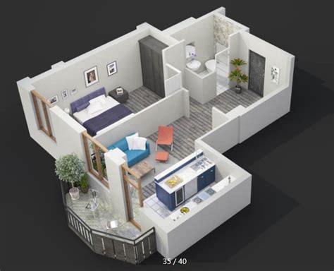 37 Diseños De Casa En Planos 3d Con Dos Dormitorios Arkihome