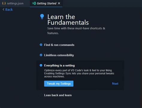 Getting Started Tweak My Settings Resets The Getting Started Page Issue Microsoft