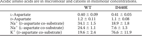 Table 2 From A Conserved Aspartate Residue Located At The Extracellular End Of The Binding