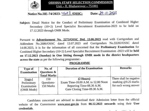OSSC CHSL Exam Date And Hall Ticket Out For Vacancies
