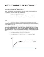 Econ Tutorial Week QA Pdf Econ INTERMEDIATE MACROECONOMICS Tutorial Questions And