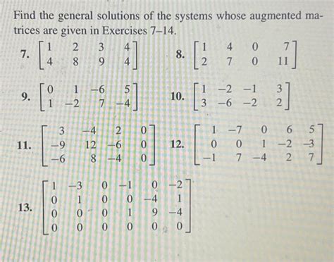 solved find the general solutions of the systems whose