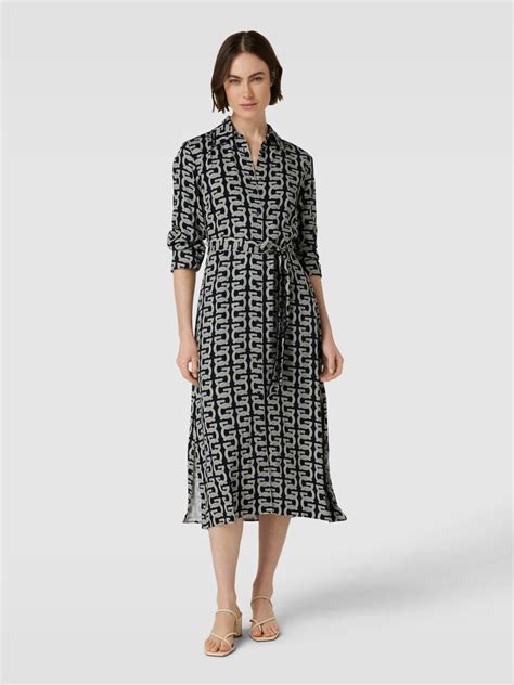 Gant Hemdblusenkleid Aus Viskose Mit Allover Label Muster Marine Online Kaufen