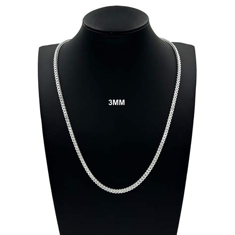 Real 3mm Solid 925 Sterling Silver Italian Franco Link Chain Necklace
