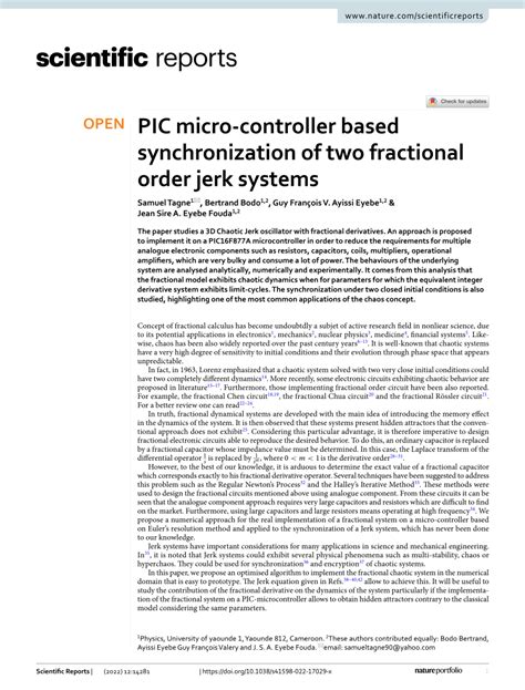 pdf pic micro controller based synchronization of two fractional