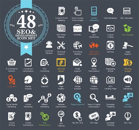 Premium Vector Seo And Development Icon Set