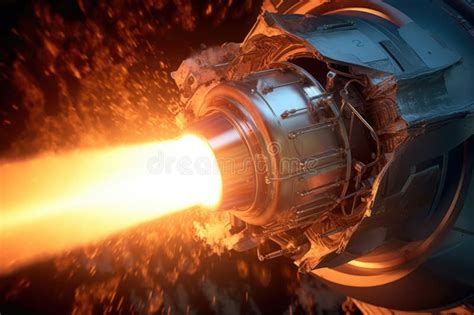 Close Up Of A Roaring Rocket Engine During Ignition Stock Illustration