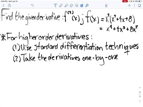 determine a segunda derivada da funçäo y x 2 x 2 4 x 8 numerade