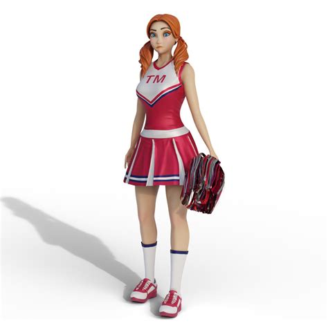 Cartoon Cheerleader Rigged Animated Blender With Unity 3d Model