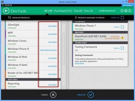 using telerik control panel as a launch pad