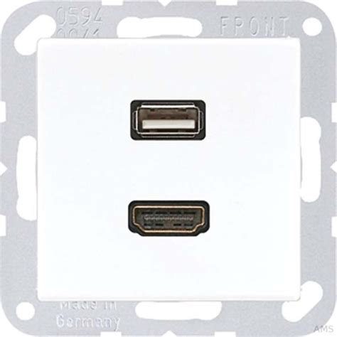 Jung Multimedia Anschluss Alpinweiß Aws Hdmiusb Mit Tragring Ma A