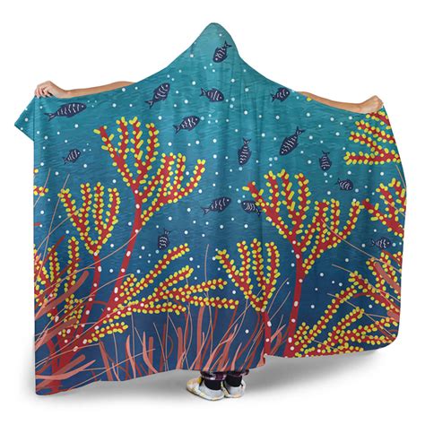 Australia Aboriginal Hooded Blanket Underwater Aboriginal Art