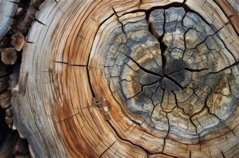 Premium Ai Image Wooden Log Cut In Half With Exposed Rings And Bark