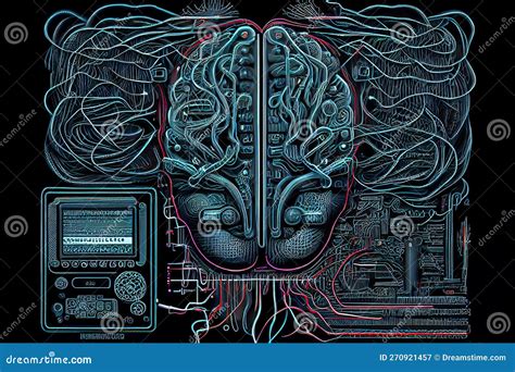 Concept Of Artificial Intelligence Human Brain Connected To Electronic Microcircuits