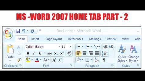 ms word 2007 home tab part 2 youtube
