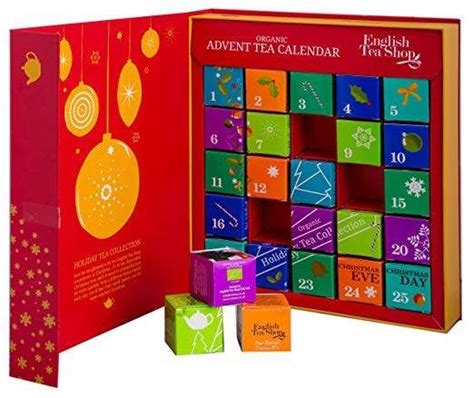 English Tea Shop Organic Book Style Red Advent Calendar 25 Pyramid Tea