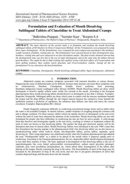 Formulation And Evaluation Of Fast Dissolving Tablets Pdf